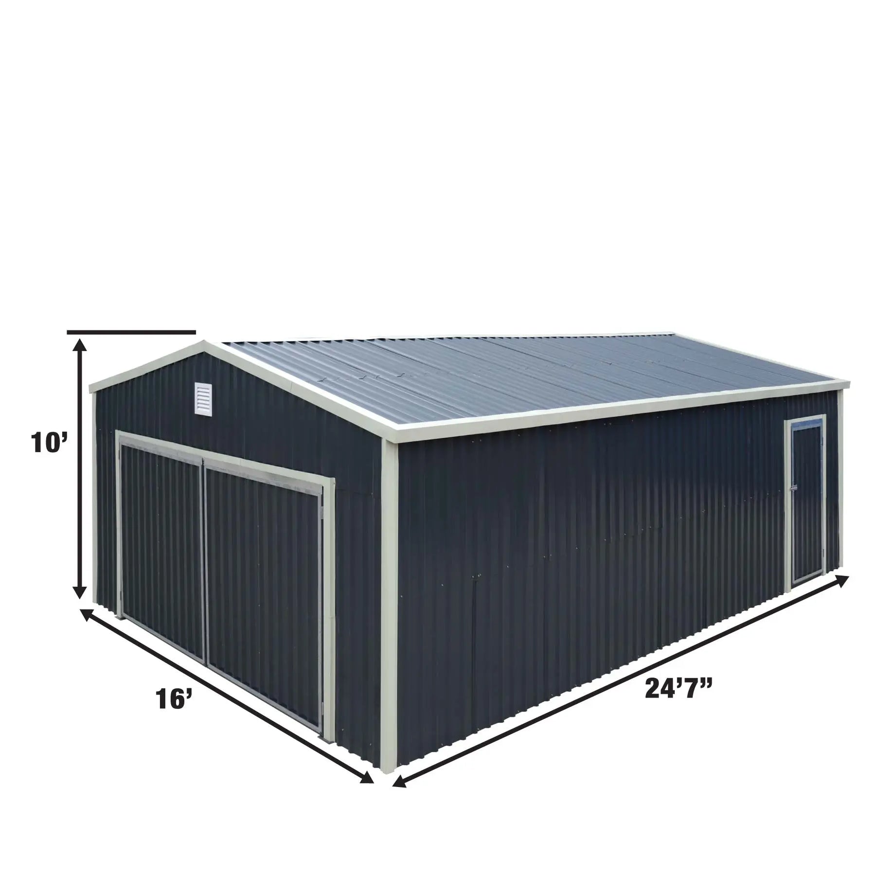TMG 16' x 24' Metal Garage Shed, Double Front & Side Doors, 384 Sq-Ft ...
